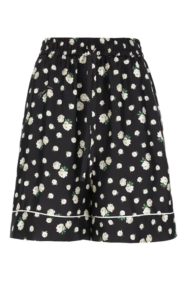 Dolce & Gabbana Black Floral Print Shorts - Multicolor