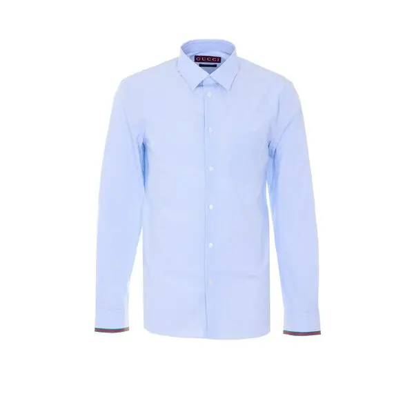 Gucci Striped Shirt With Web Logo