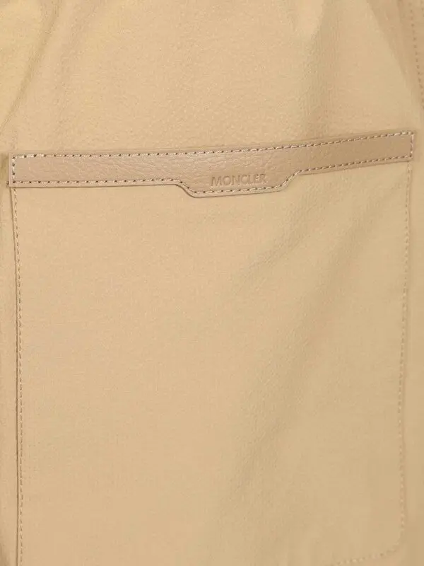 Moncler Seersucker Shorts With Leather Logo Patch