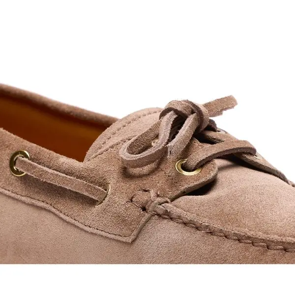TOD'S Gommino Suede Boat Loafers With Leather Piping - Cream