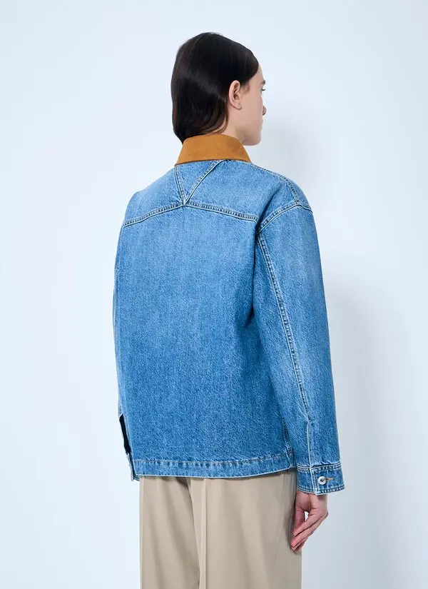 Bottega Veneta Indigo Denim Jacket With Suede Collar