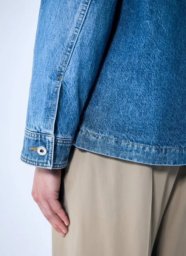 Bottega Veneta Indigo Denim Jacket With Suede Collar
