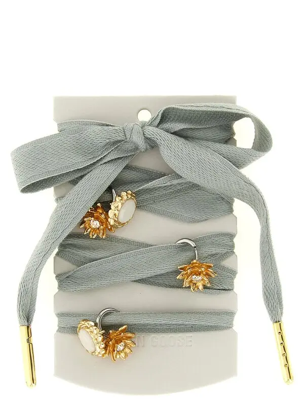 GOLDEN GOOSE Embellished Shoelaces - Gray