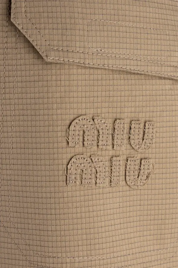 Miu Miu Tailored Cargo Shorts With Monogram Detail