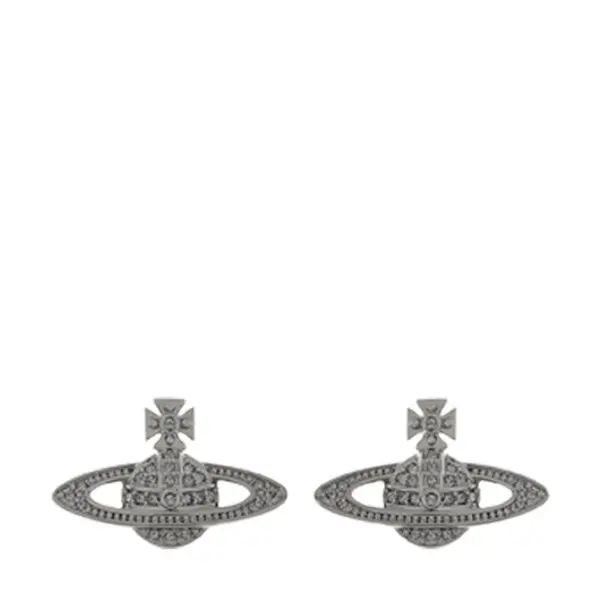 VIVIENNE WESTWOOD Mini Bas Relief Earrings With Crystals - Silver