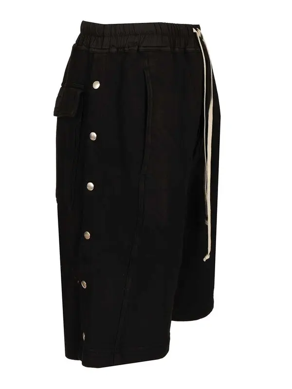 Rick Owens Loose-fit Sweatshirt Shorts With Snap Button Detailing