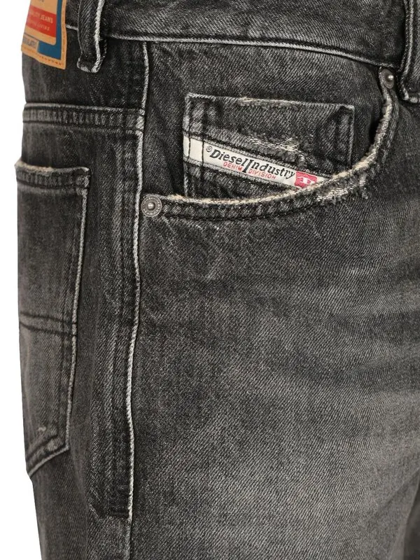 DIESEL® D-fin" Slim Fit Denim Shorts With Eagle Motif - Black