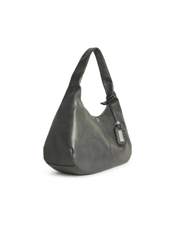 GANNI Leather Blend Shoulder Bag - Gray