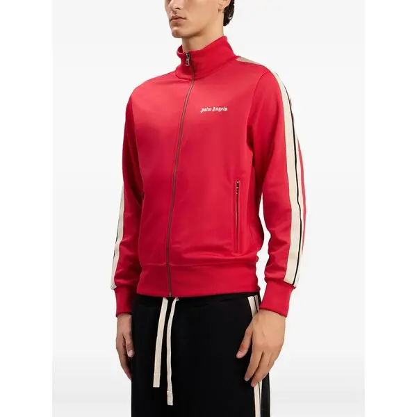 Palm Angels Zip-up Track Jacket With Embroidered Logo And Striped Detailing