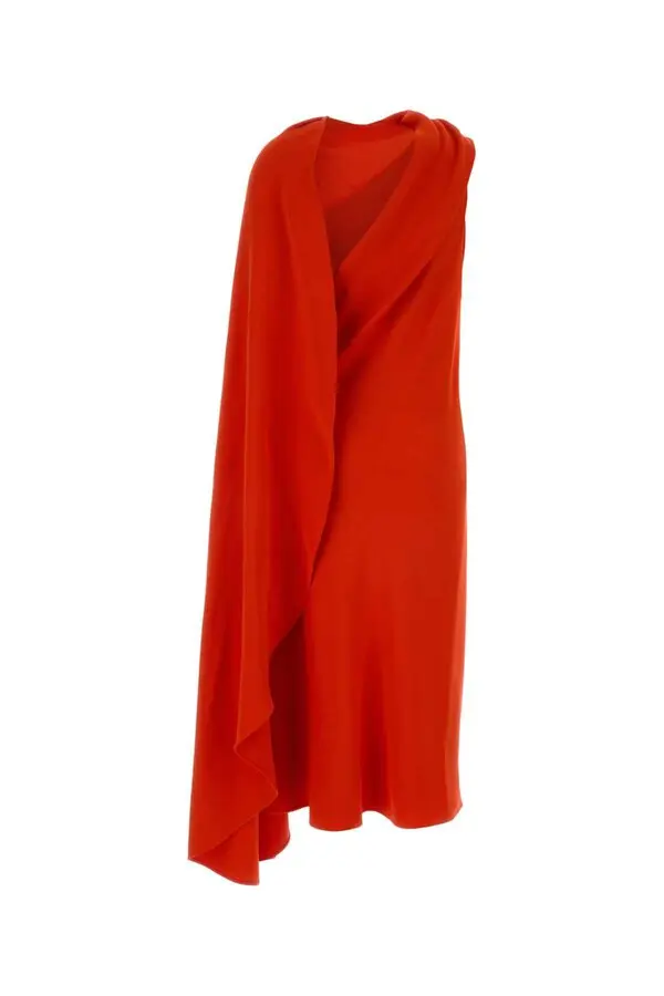 Balenciaga Coral Crepe Long Dress - Red