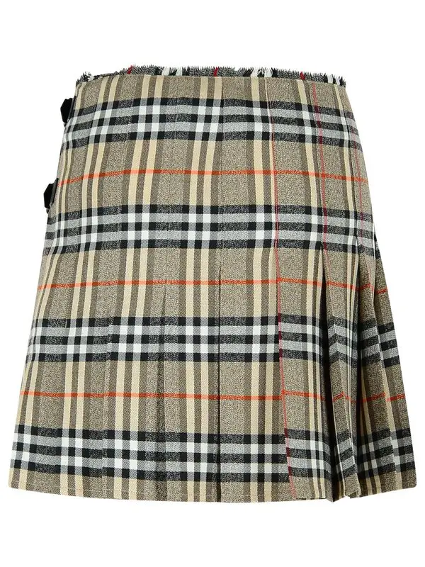 Burberry Wool Mini Kilt With Check Pattern