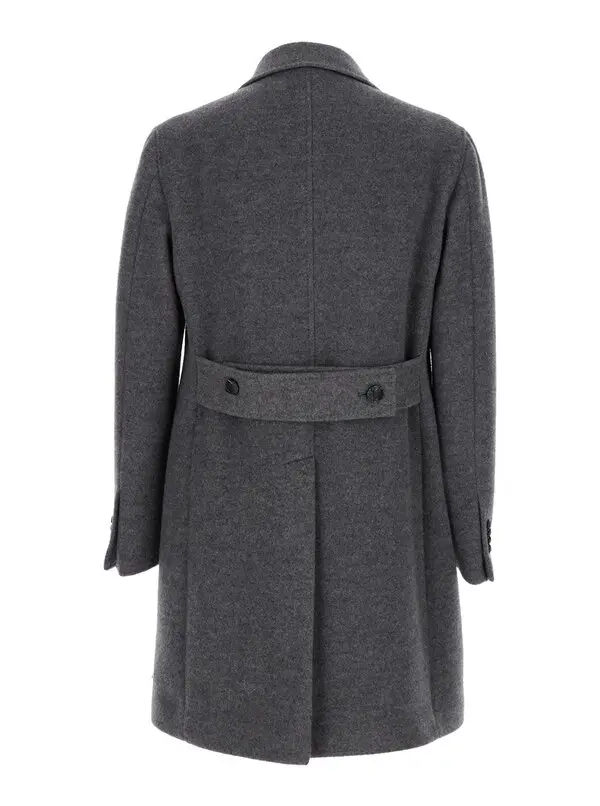 Tagliatore Grey Double-breasted Wool And Cashmere Coat