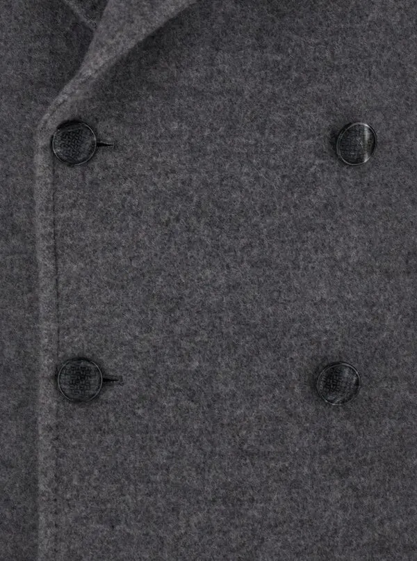Tagliatore Grey Double-breasted Wool And Cashmere Coat