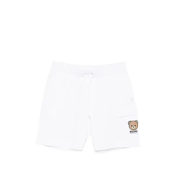 Moschino Cotton Blend Logo Print Cargo Shorts - White