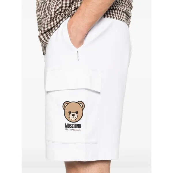 Moschino Cotton Blend Logo Print Cargo Shorts