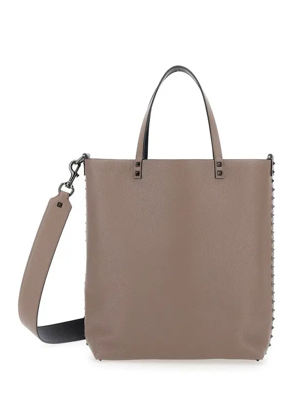Valentino Garavani Grained Leather Tote Bag With Rockstuds - Multicolor