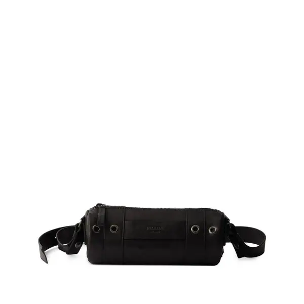 Prada Calf Leather Cylindrical Shoulder Bag - Black