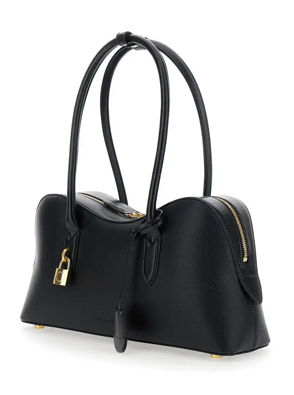 Stella McCartney Ryder Logo Padlock Top Handle Handbag - Black