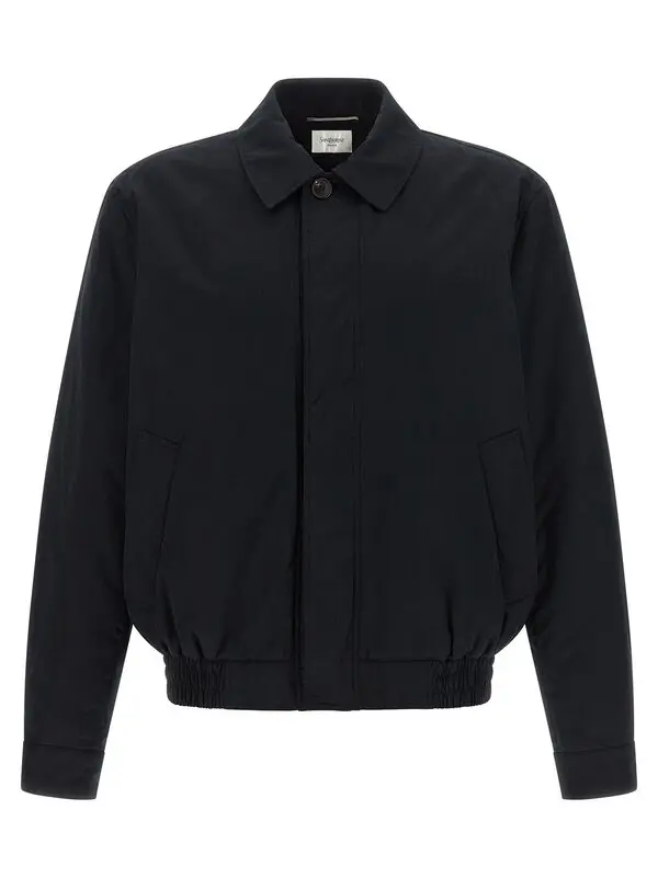 Saint Laurent Cassandre Embroidered Cotton Silk Jacket - Black