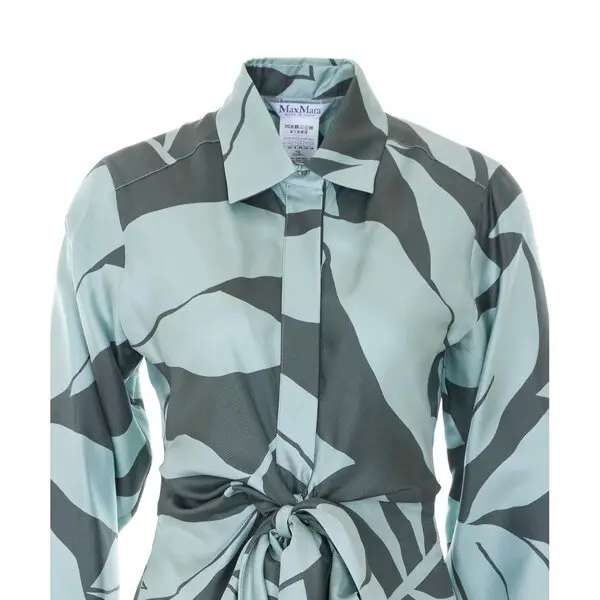 Max Mara Tropical Print Belted Silk Dress