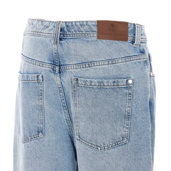 Brunello Cucinelli Baggy Tapered Fit Denim Trousers - Blue
