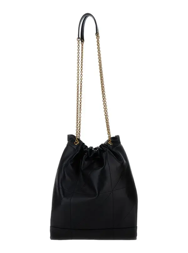 Saint Laurent Jamie 4.3 Pochon" Black Leather Shoulder Bag With Cassandre Plate - Multicolor