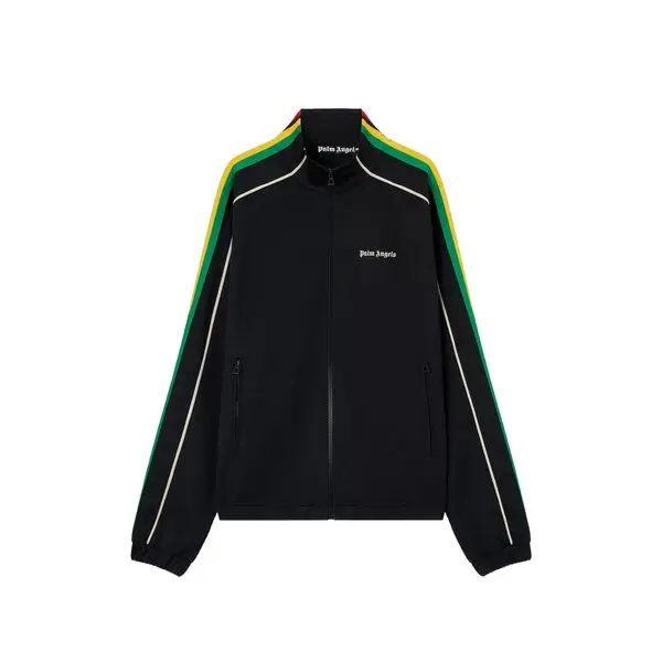 Palm Angels Polyester Full Zip Sweatshirt With Contrast Stripes