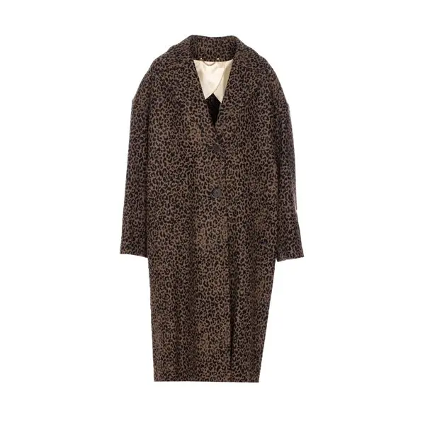 GOLDEN GOOSE Leopard Print Long Sleeve Coat - Brown
