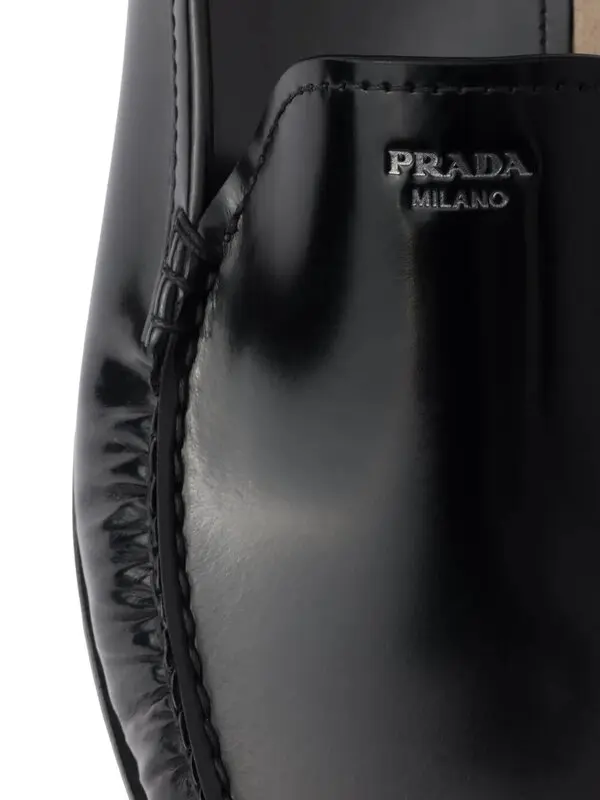 Prada Brushed Leather Loafers - Black