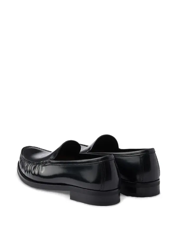 Prada Brushed Leather Loafers - Black