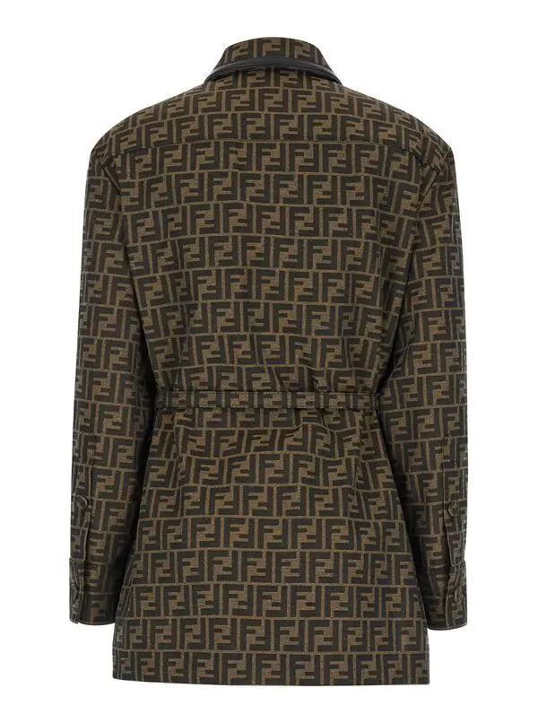 Fendi Brown Ff Motif Cotton Blend Jacket - Multicolor