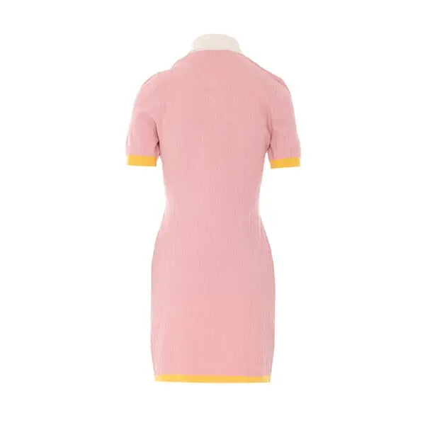 Fendi Short-sleeve Crew Neck Dress With All-over Logo - Pink