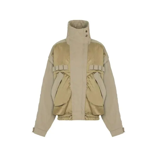 Balmain Quilted Bomber Jacket With Stand Collar - Green