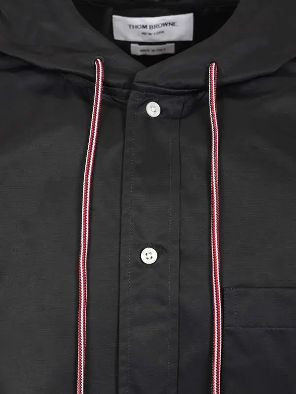 Thom Browne Nylon Hooded Shirt - Blue