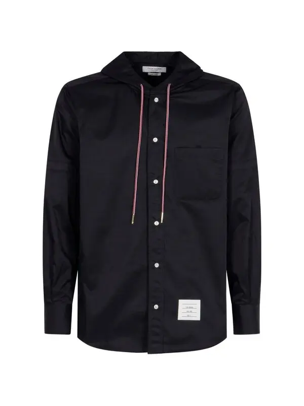 Thom Browne Nylon Hooded Shirt - Blue