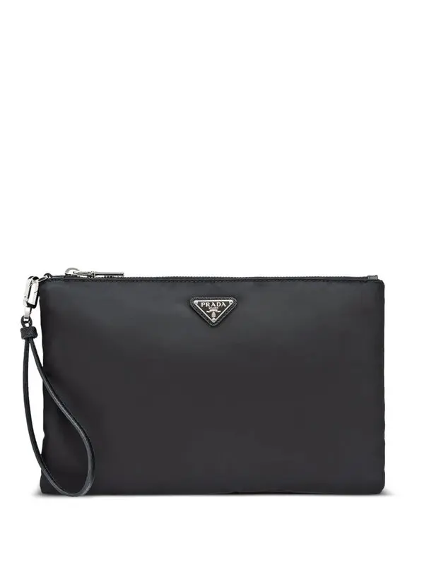 Prada Re-nylon And Saffiano Leather Pouch - Black