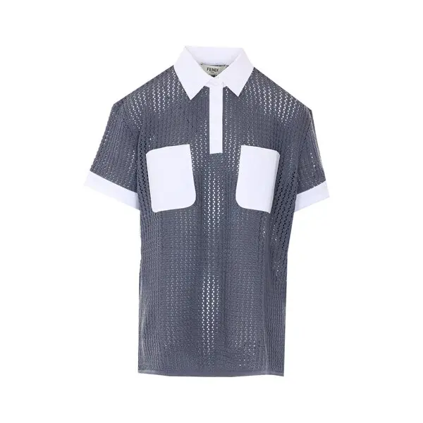 Fendi Military Mesh Polo - Gray