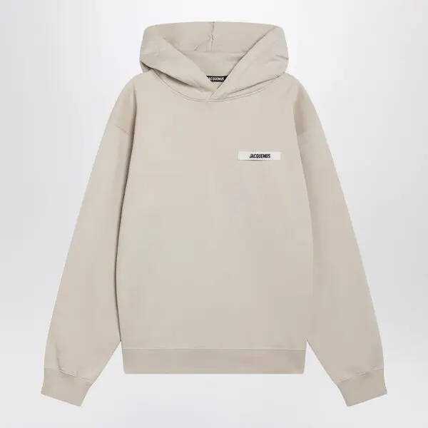 Jacquemus Beige Cotton Fleece Hoodie With Grosgrain Logo Detail