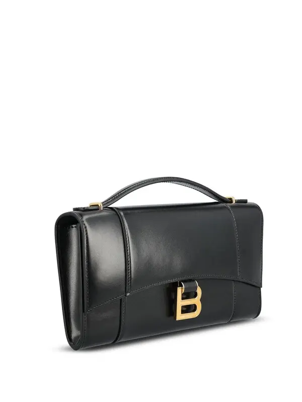 Balenciaga Hourglass Pochette With Handle - Black