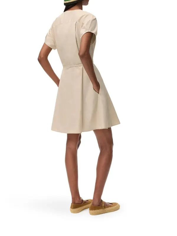 Loewe Cotton Poplin Chemisier Dress With Anagram Embroidery - Cream