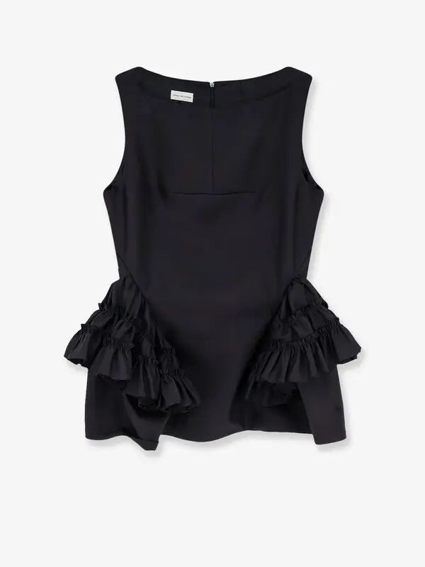 Dries Van Noten Casey Wool And Silk Top - Black