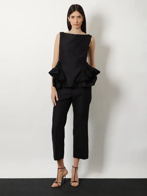 Dries Van Noten Casey Wool And Silk Top - Black