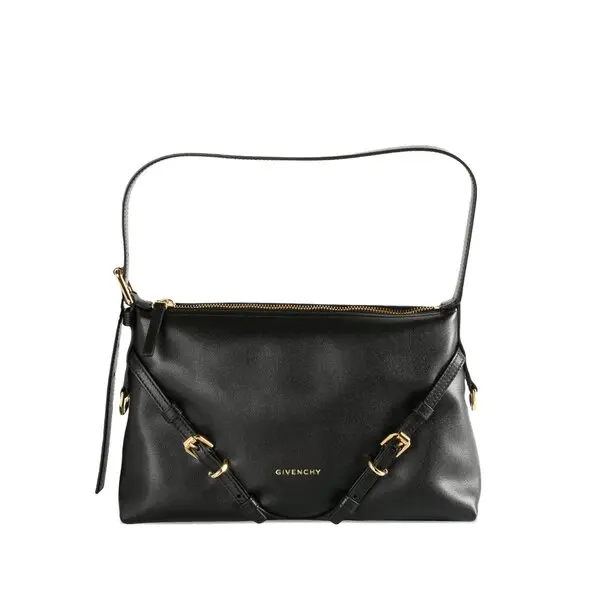 Givenchy Calf Leather Shoulder Bag With Buckle Straps - Black