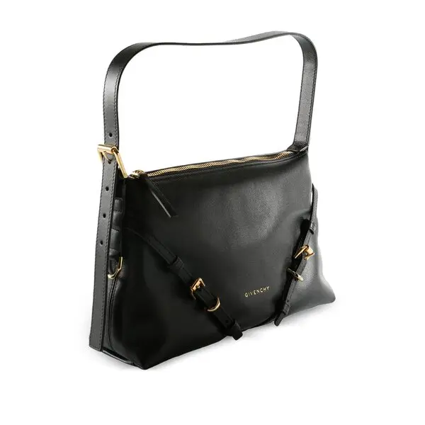 Givenchy Calf Leather Shoulder Bag With Buckle Straps - Black