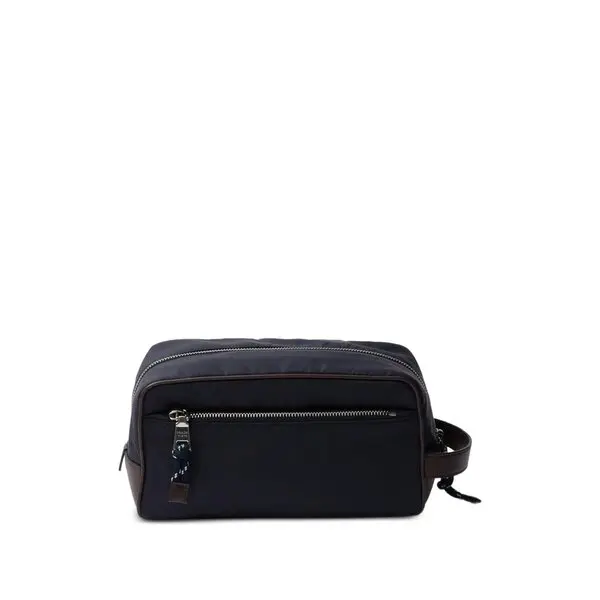 Prada Leather Trimmed Enamel Triangle Logo Wash Bag