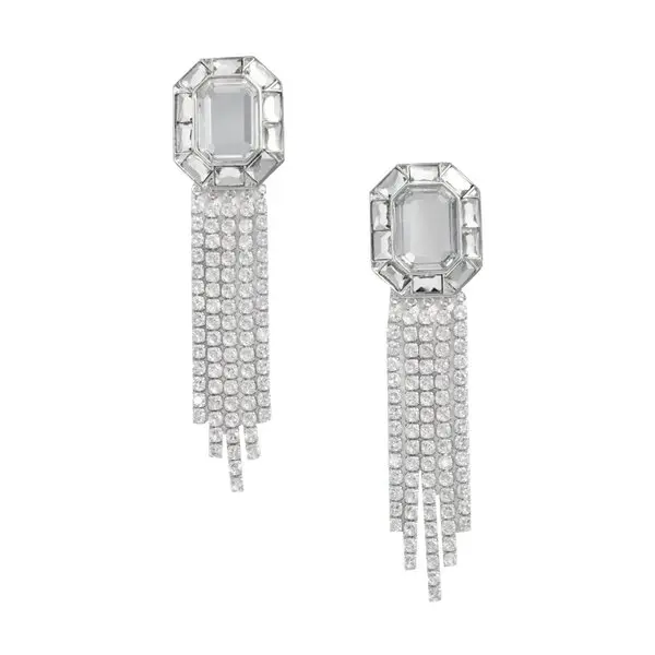 SELF-PORTRAIT Crystal Droplet Earrings - Silver