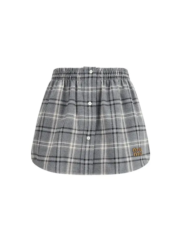 Miu Miu Check Flannel Miniskirt - Gray