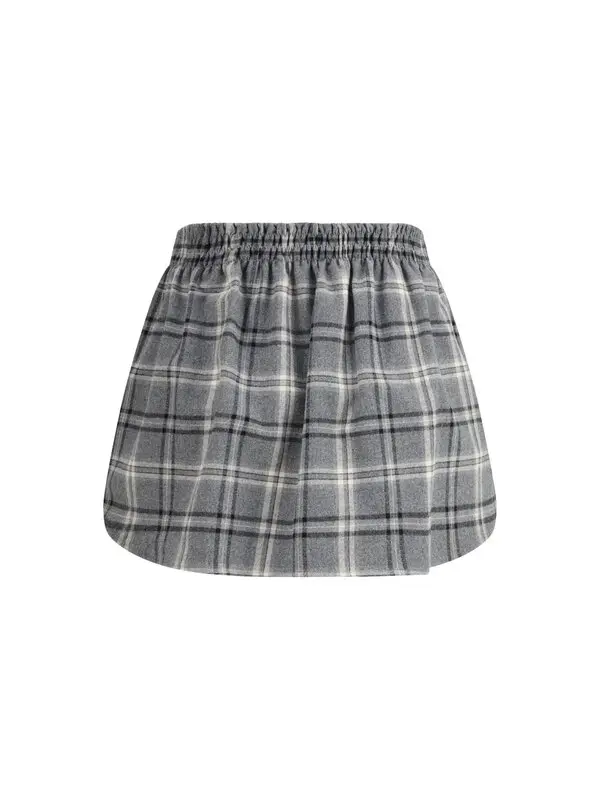 Miu Miu Check Flannel Miniskirt - Gray
