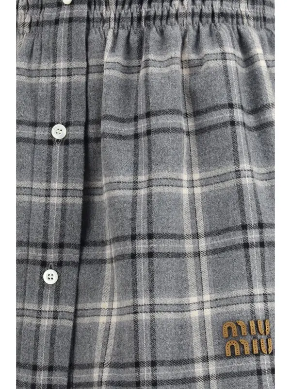 Miu Miu Check Flannel Miniskirt - Gray