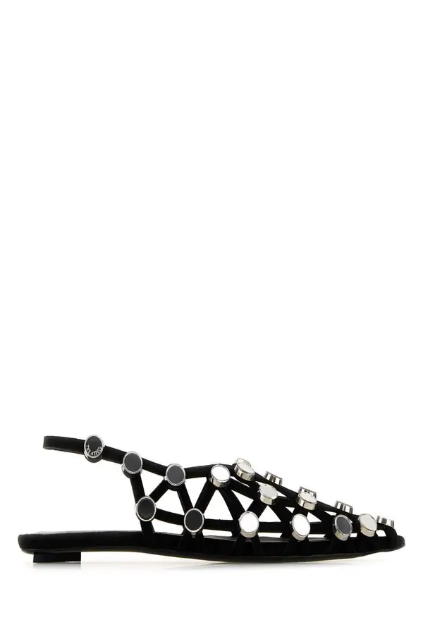 Attico Suede Grid Ballerinas - Black